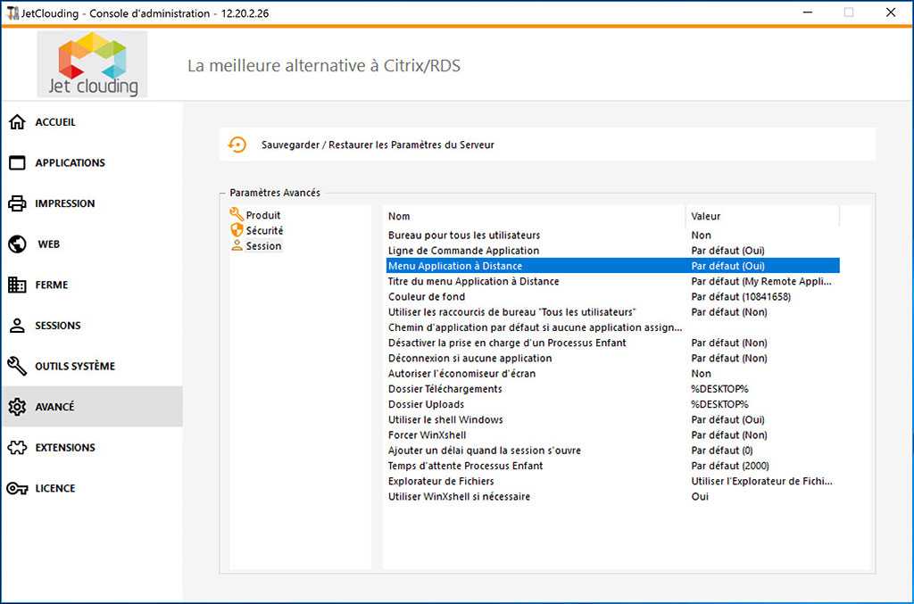 Caractéristiques RemoteApp sur le client – JetClouding
