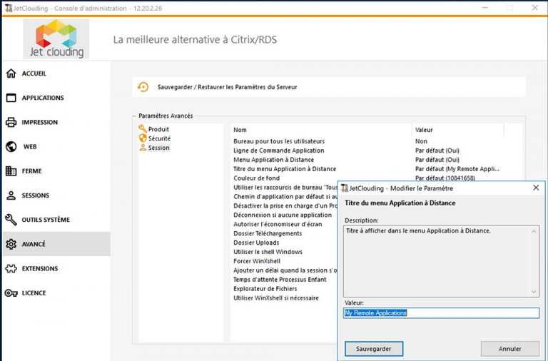 Caractéristiques RemoteApp sur le client – JetClouding