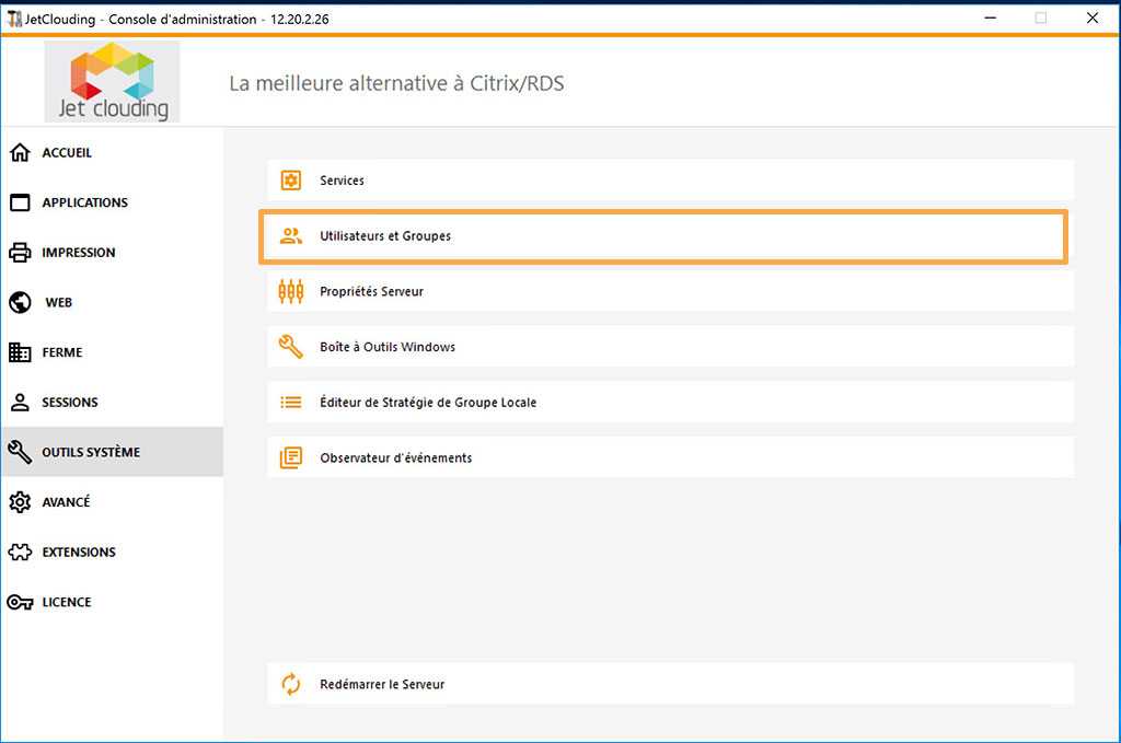 Gestion du serveur Jetclouding – JetClouding