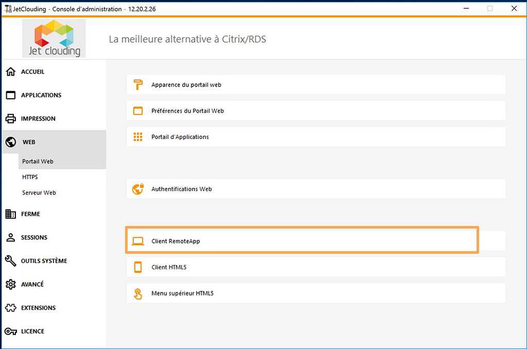 Remote APP ou client Seamless – JetClouding